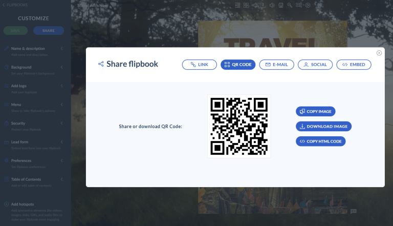 How to share my flipbook with a QR code?
